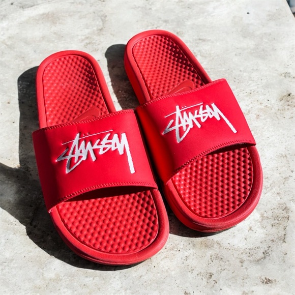 Stussy | Shoes | Nike Benassi X Stussy Slides Red | Poshmark